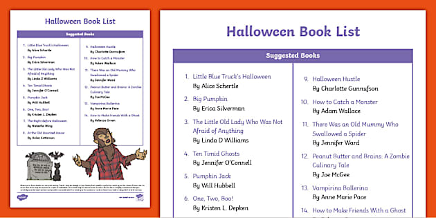 Halloween Book List (teacher made) - Twinkl