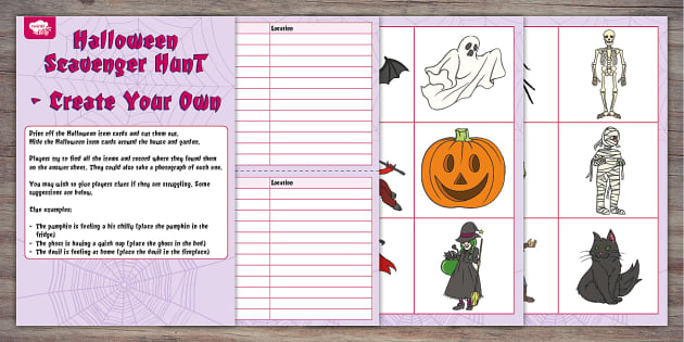 Halloween Create Your Own Scavenger Hunt | Twinkl Party