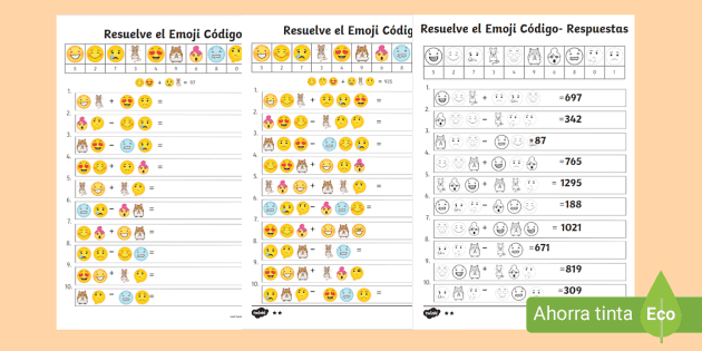 😊 Juego matemático para niños - Código emoji -Twinkl Colombia