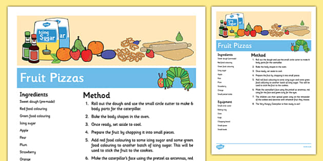 FREE! - Fruit Pizzas Recipe to Support Teaching on The Very Hungry ...