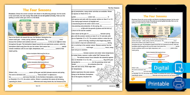Correct Spelling Errors in Seasons Sentences | Twinkl USA Correct Spelling Errors in Seasons Sentences | Twinkl USA