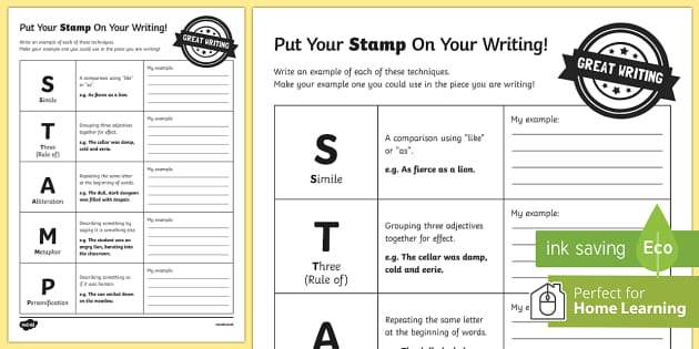 GCSE Put Your STAMP On Your Writing Worksheet / Worksheet