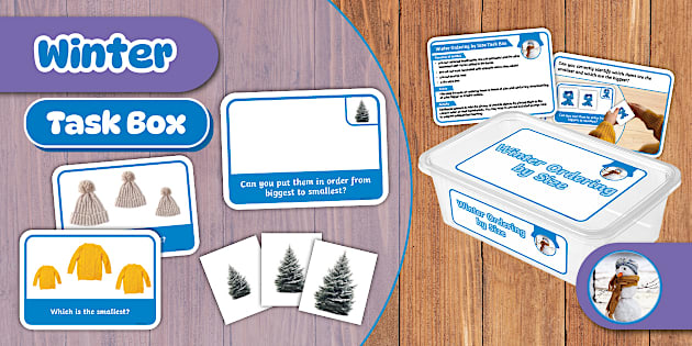 Winter Task Box for Size Ordering - Twinkl