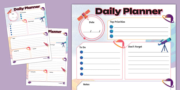 Space-Themed Daily Planner (Lehrer gemacht) - Twinkl