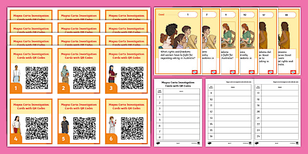 Magna Carta Investigation Cards with QR Codes - Twinkl