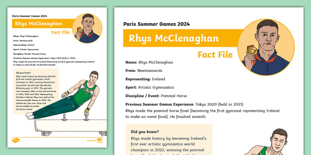 Paris Summer Games Rhys McClenaghan KS2 Fact File - Twinkl
