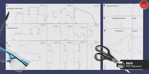 Nets of 3D Shapes Pack (teacher made) - Twinkl