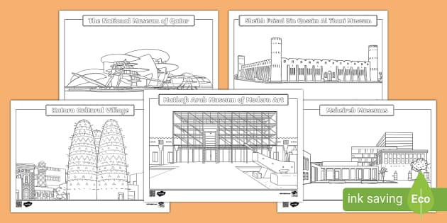 Museums in Qatar Colouring Sheets (Teacher-Made) - Twinkl