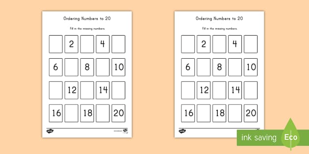 Missing Numbers to 20 Ordering Activity (teacher made)