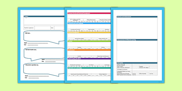 EYFS Progress Report Example Template End Of Nursery FS1