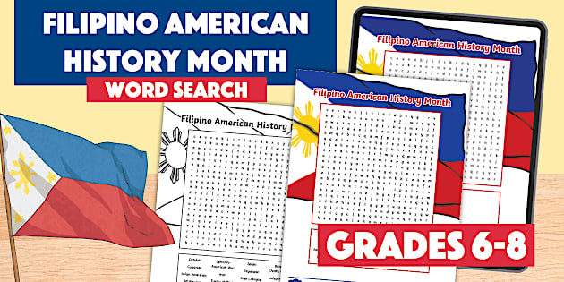 Filipino American History Month Word Search - Twinkl