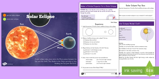 Grade 3-5 Solar Eclipse Activity Pack (teacher made)