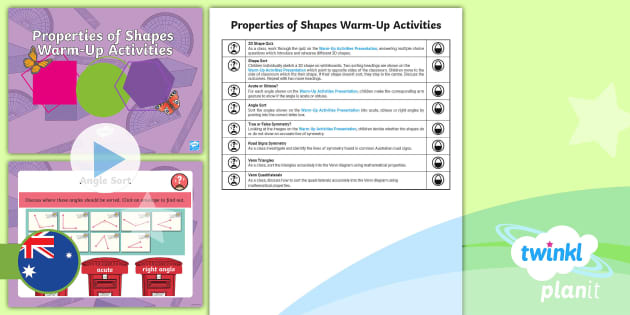 Year 4 Shape: Properties of Shapes Warm-Up Activities Pack