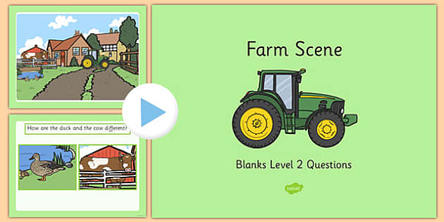 Farm Scene Blanks Level 2 Questions PowerPoint - Twinkl