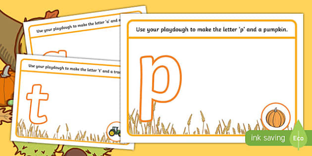Harvest and Farm Themed Phase 2 Phonics Playdough Mats