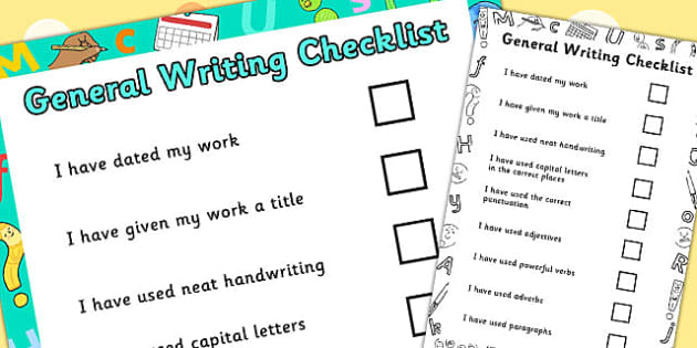 General Writing Checklist English NZ Primary Resource