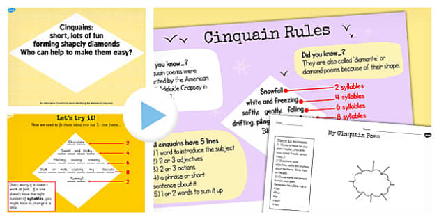 Recognise Different Forms Poetry Cinquains Lesson Teaching Pack - teeach