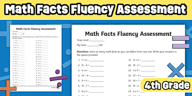 Fourth Grade Math Facts Fluency Assessment