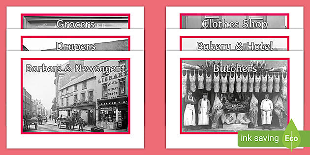 Shops in the Past - Display Photos (teacher made) - Twinkl