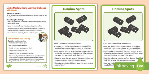 👉 Maths Mastery Composition of 1-5 Home Learning Domino Spots 👉 Maths Mastery Composition of 1-5 Home Learning Domino Spots