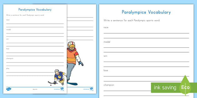 Winter Paralympics Vocabulary Writing Activity