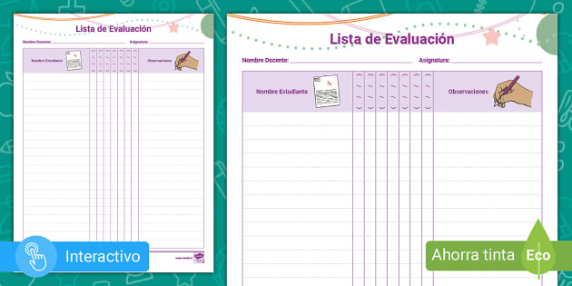 planificador docentes,listado tareas,organizador,evaluación