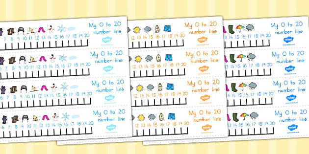 Winter Themed Number Line 0 20 (teacher made) - Twinkl