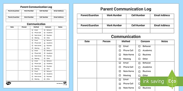 Editable Parent Communication Log (teacher made)