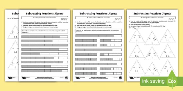 👉 Subtracting Fractions Maths Jigsaw - Twinkl