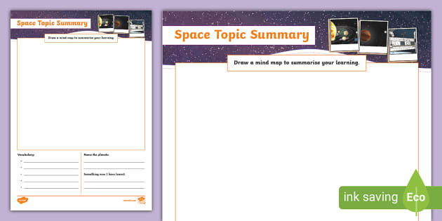 Space Topic Summary Template (teacher made) - Twinkl