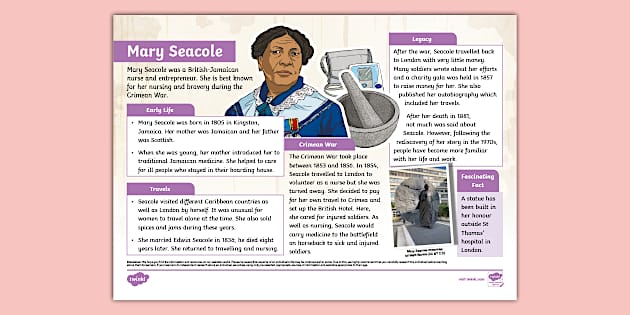 KS2 Mary Seacole Fact File (l'enseignant a fait) - Twinkl
