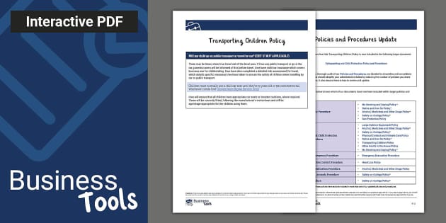 Transporting Children Policy for Childminders - Twinkl