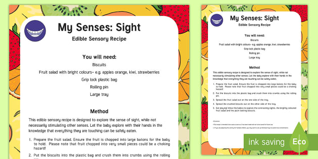 My Senses Sight Edible Sensory Recipe (teacher made)