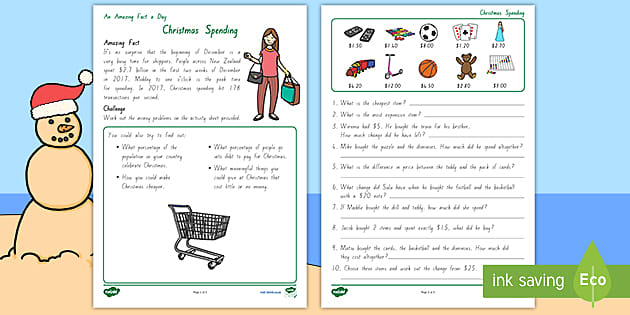 New Zealand Christmas Spending Activity (teacher made)