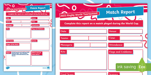 2023 Rugby World Tournament (Match Report) (teacher made)