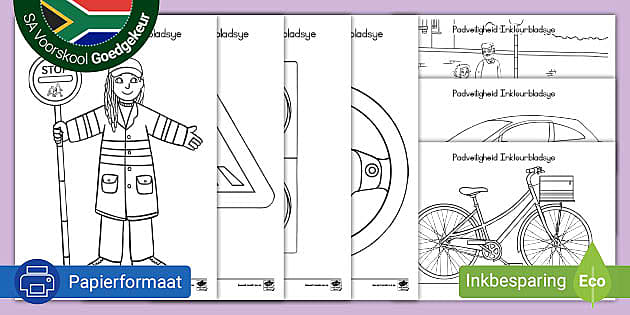 FREE! - Padveiligheid Inkleurbladsye (teacher made) - Twinkl