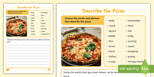 Describe The Pizza Writing Activity Pizza teacher Made 