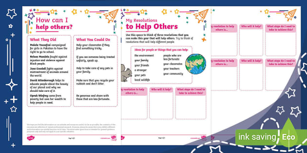 My New Year's Resolutions to Help Others (Ages 5 - 7)