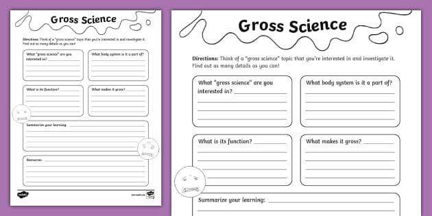 Gross Science Research Template for 3rd-5th Grade - Twinkl