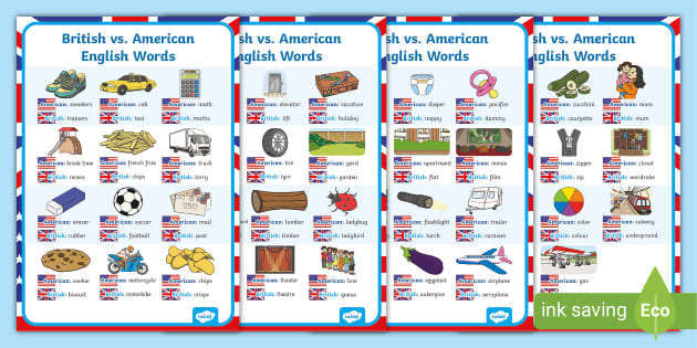 American vs. British English Poster (teacher made) - Twinkl