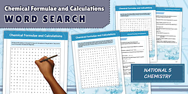 Chemical Formulae and Calculations: Word Search