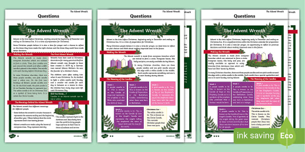 KS2 Advent Wreath Differentiated Reading Comprehension Activity