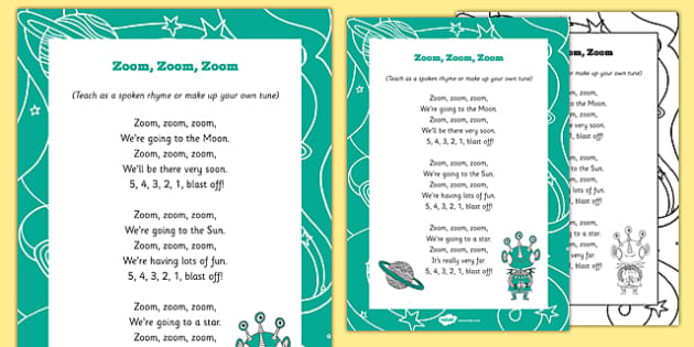 Zoom, Zoom, Zoom Rhyme (teacher made)