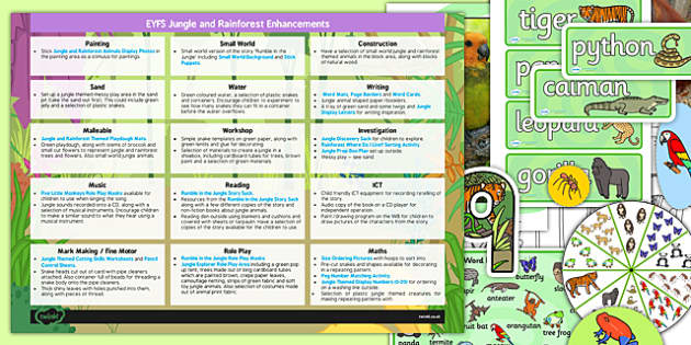 EYFS Jungle and Rainforest Themed Enhancement Ideas and Resources Pack