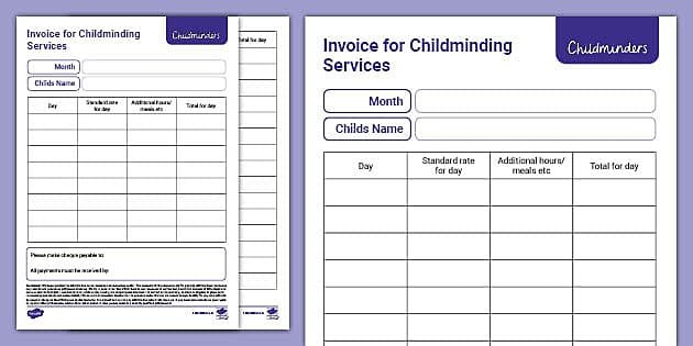 Invoice For Childminding Service Template teacher Made 