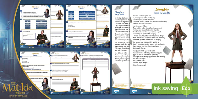 FREE! - Matilda The Musical: Song Lyrics Differentiated Reading ...