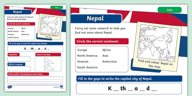 KS1 Nepal Research Activity - Geography - Twinkl