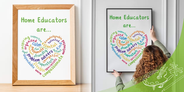 Home Educators Word Cloud Heart Shape Inspirational Poster