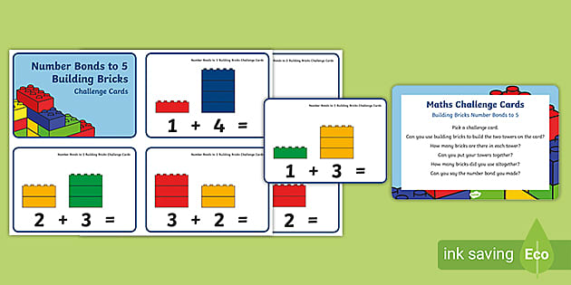 👉 Number Bonds to 5 Building Bricks Challenge Cards