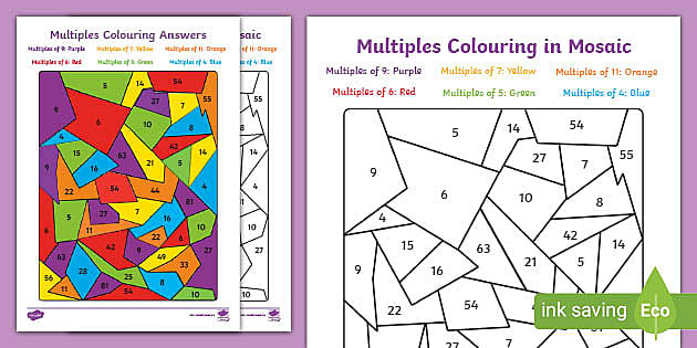 Multiples Colouring in Mosaic - Primary Maths Resources